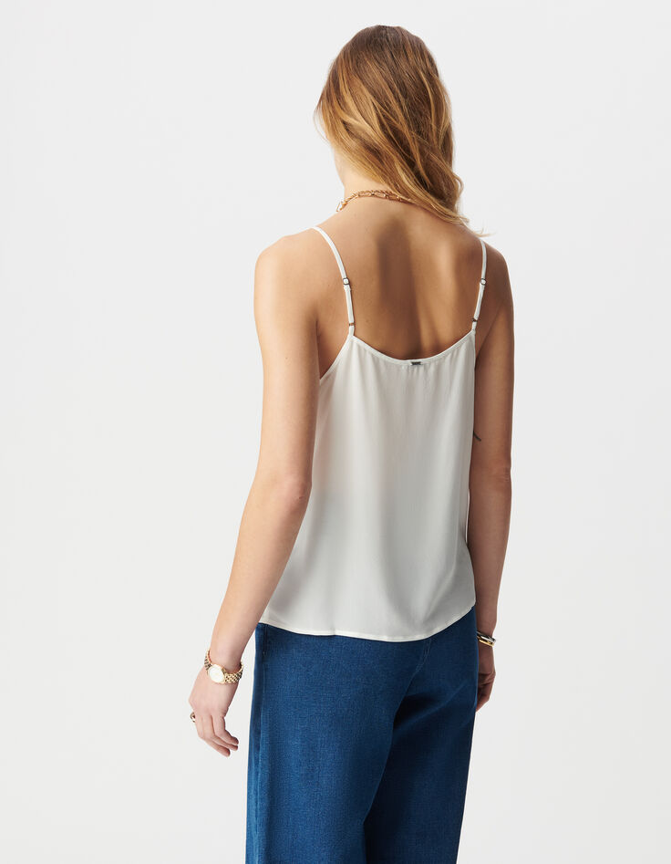 Caraco en soie coloris blanc broderie tête de mort femme IKKS