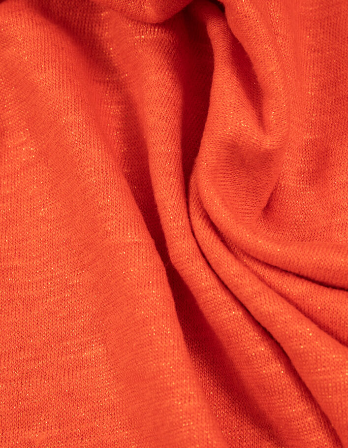 Women's iridescent linen knit asymmetrical melon tee-shirt