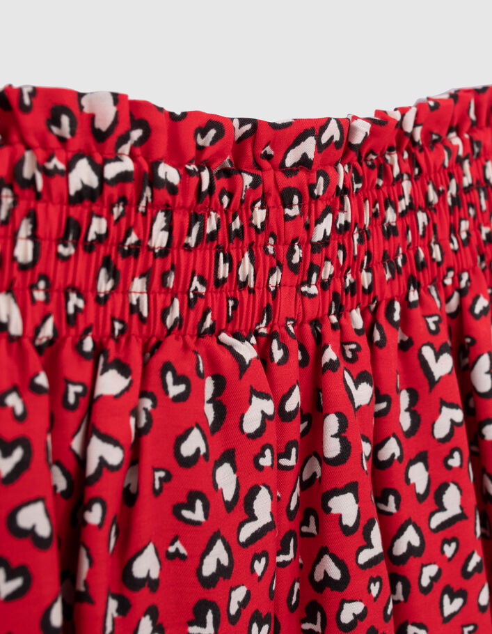 Girls’ red mini me skirt with heart print