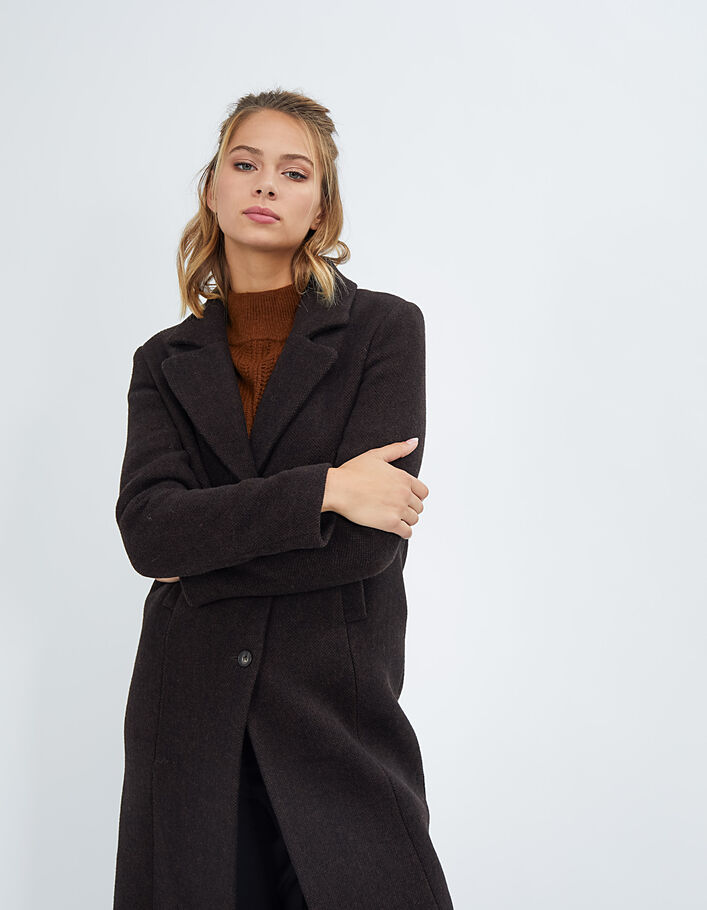 I.Code cognac decorative fabric long coat