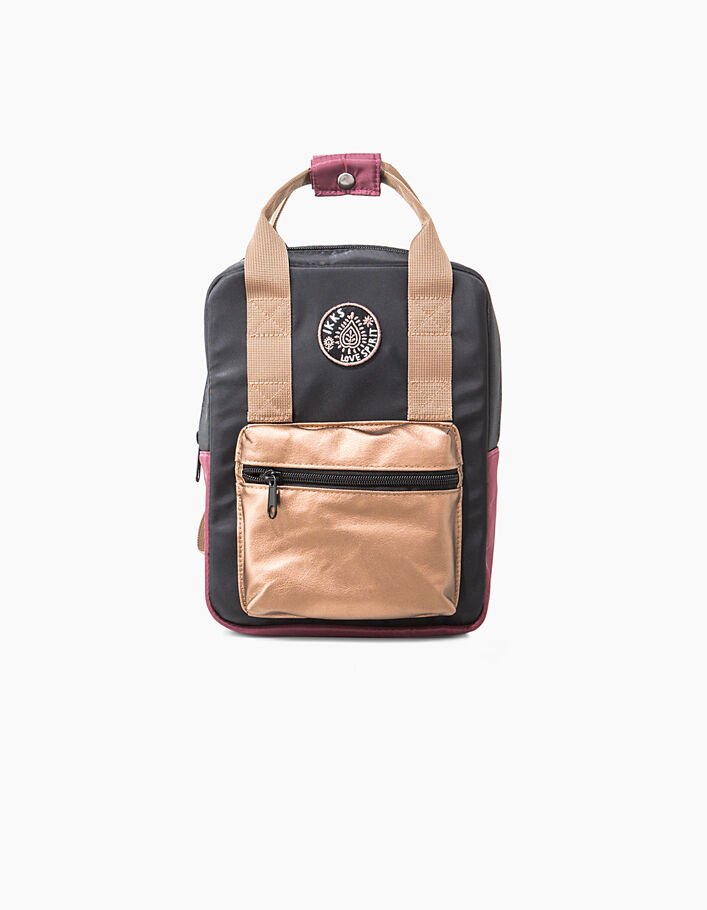 Girls' copper, plum and black backpack