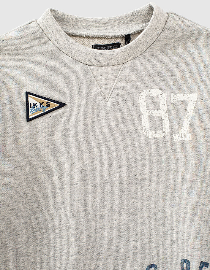 Sudadera gris jaspeado con mangas color crudo niño