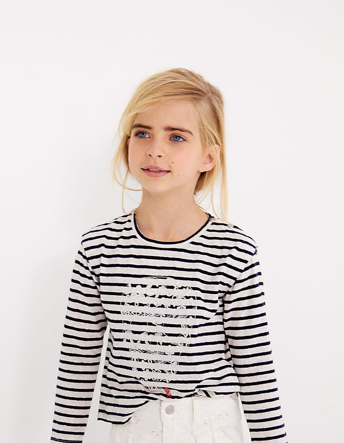 Matrozen-T-shirt borduursel doodshoofd meisjes