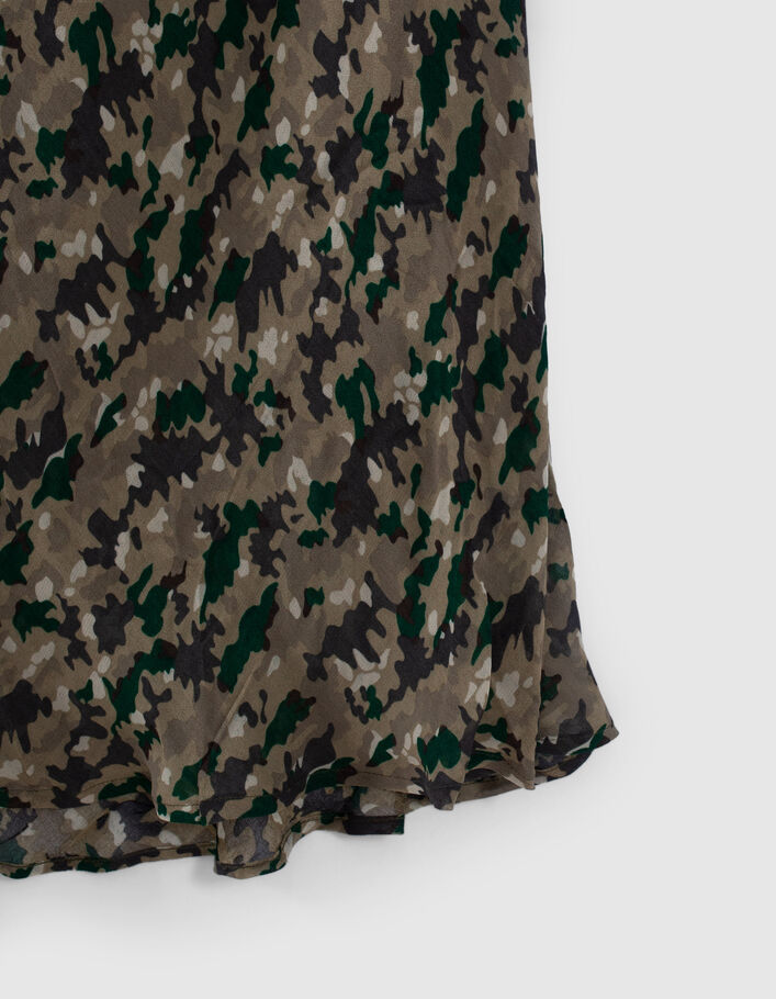 Women’s lichen long dress with green camouflage print