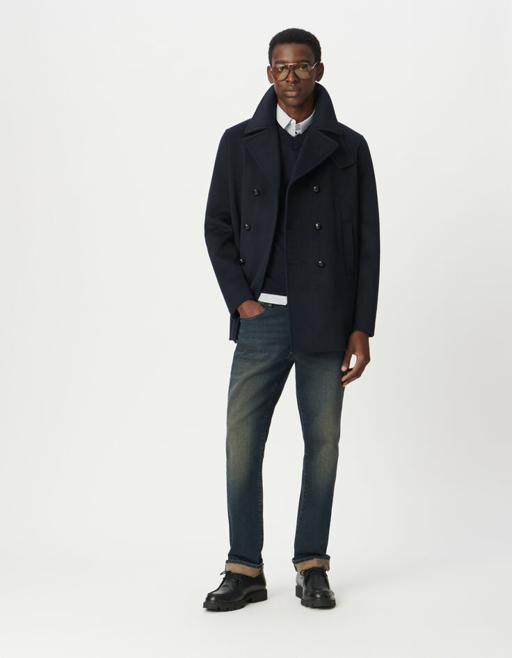 Caban marine lainage double boutonnage Homme IKKS