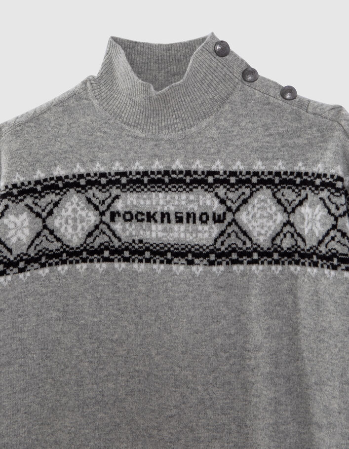 Pull gris tricot jacquard esprit ski Femme