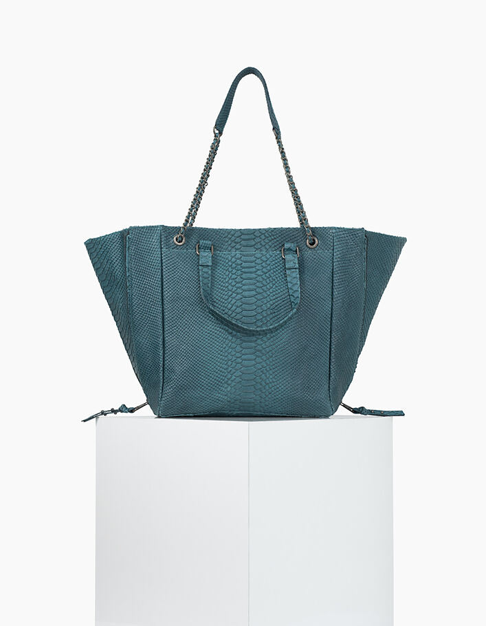 Sac cabas prusse LE 1440 PYTHON PRUSSE en cuir effet reptile femme