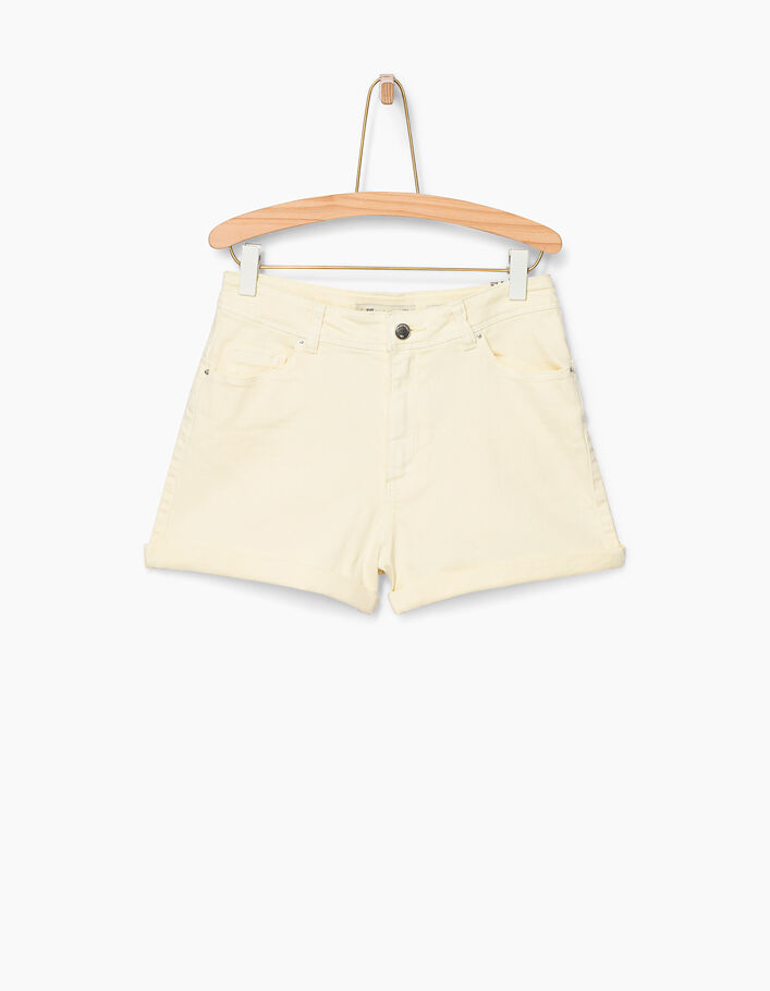 Girls’ pastel yellow denim mom shorts