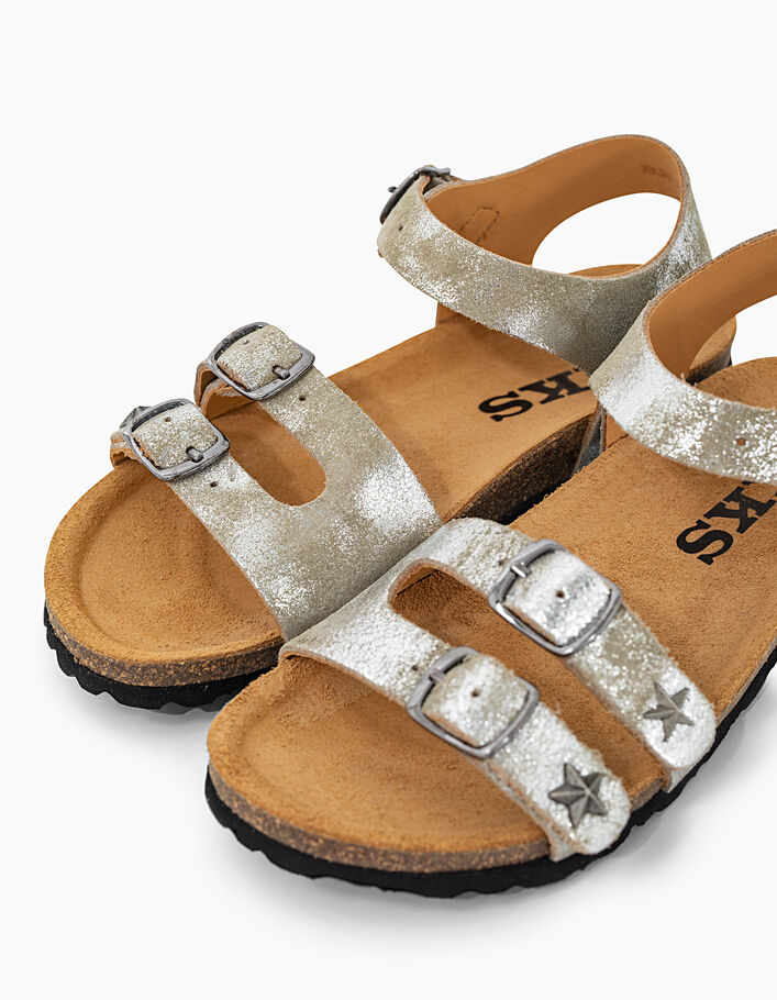 Girls’ silver suede contoured sandals
