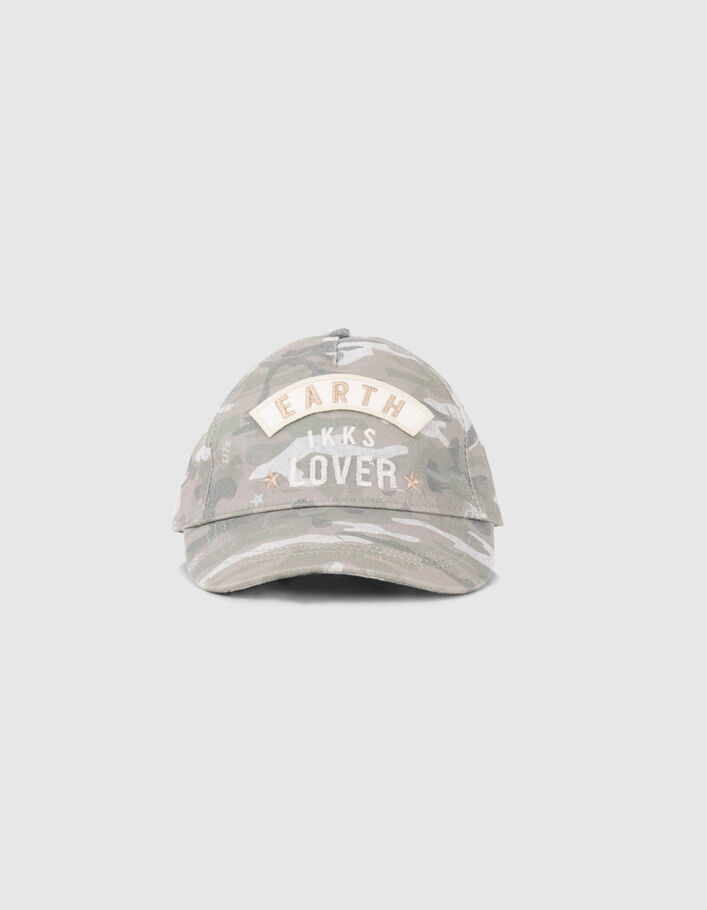Girls’ khaki camouflage embroidered cap