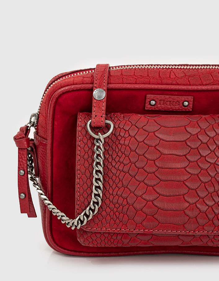 Sac boxy The Lover cuir rouge effet poulain et python femme