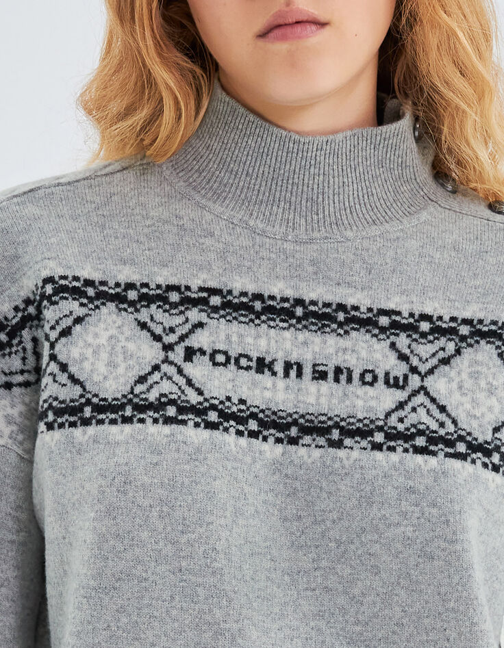 Women’s grey ski-style jacquard knit sweater IKKS