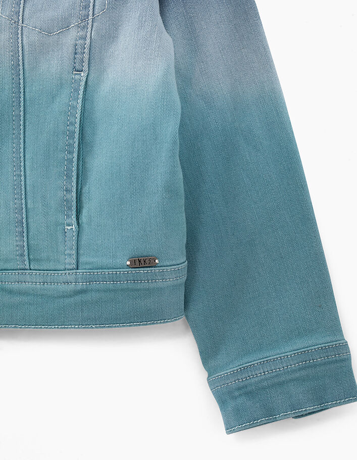 Boys’ bleach blue denim jacket with print on back