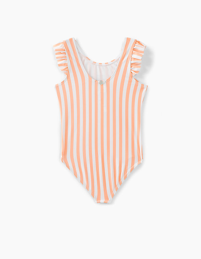 Girls’ peach striped 1-piece swimsuit