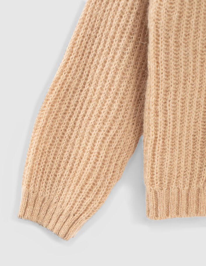 Jersey beige punto grueso mohair mujer