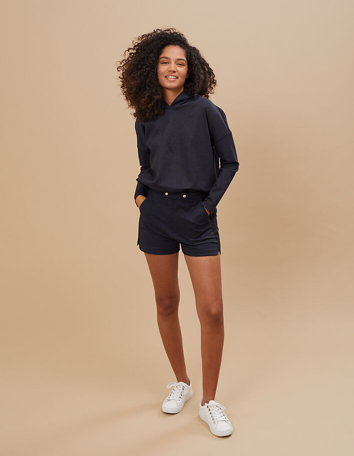 Shorts azul marino capucha lunares I.Code