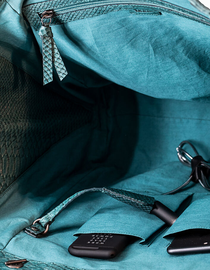 Sac cabas prusse LE 1440 PYTHON PRUSSE en cuir effet reptile femme