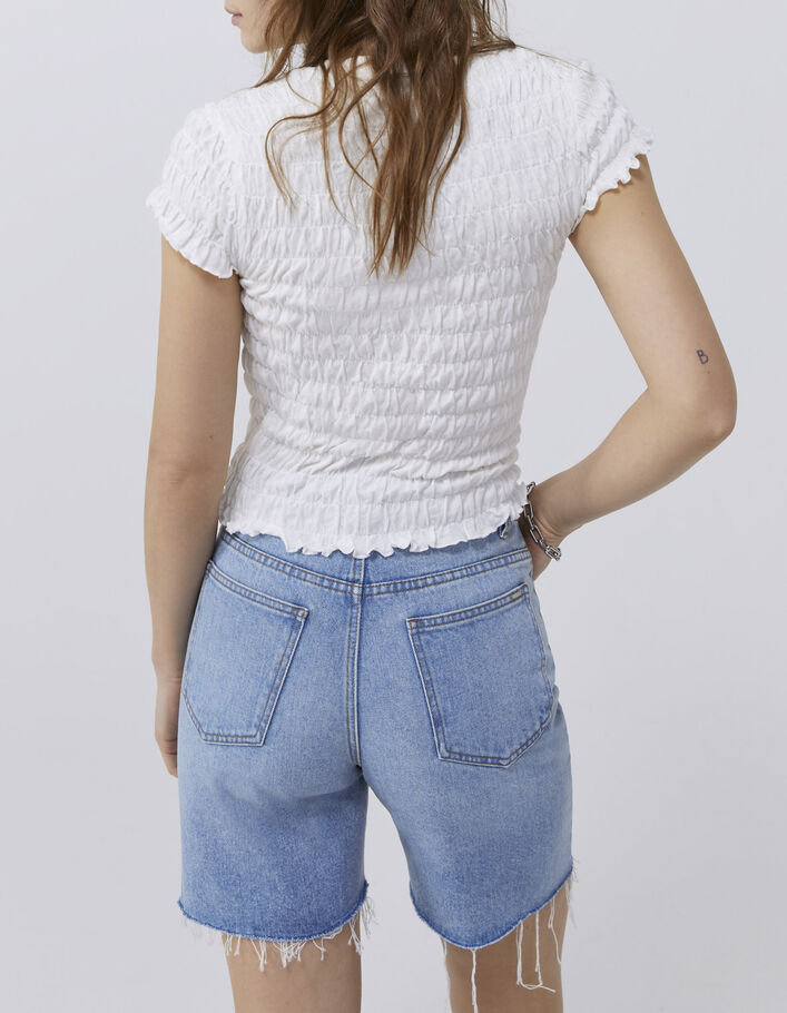 Women’s off-white smocked T-shirt