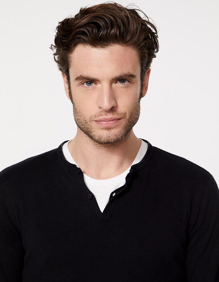 Men’s black button-neck sweater
