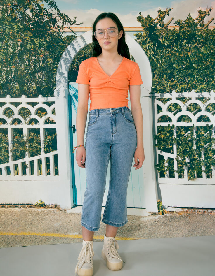 Jean FLARE bleu longueur cropped fille IKKS
