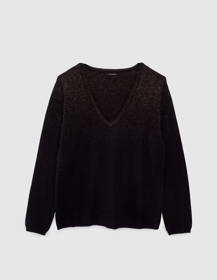 Pull noir tricot pailleté haut du corps Femme