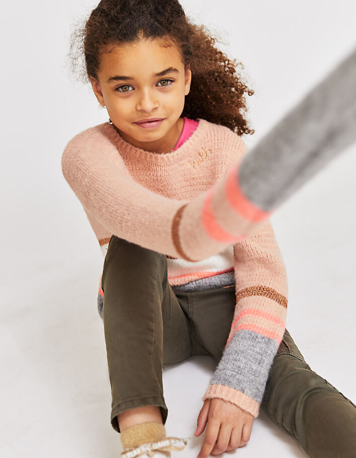 Girls' pink striped jumper