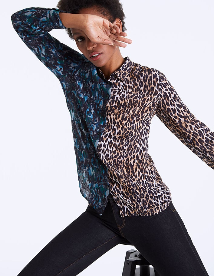 Women’s leopard and jungle print viscose shirt