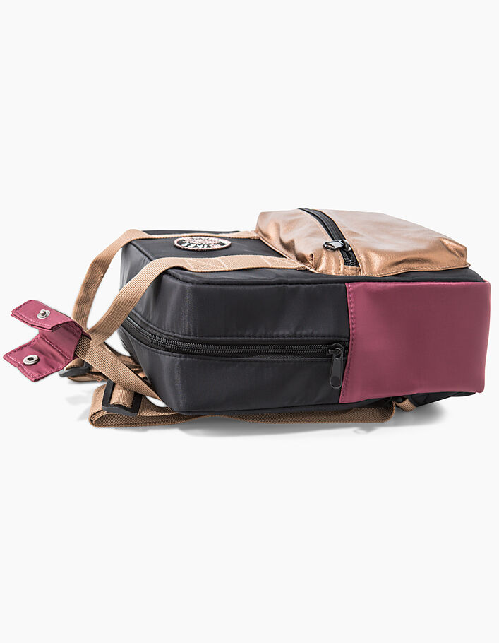 Girls' copper, plum and black backpack