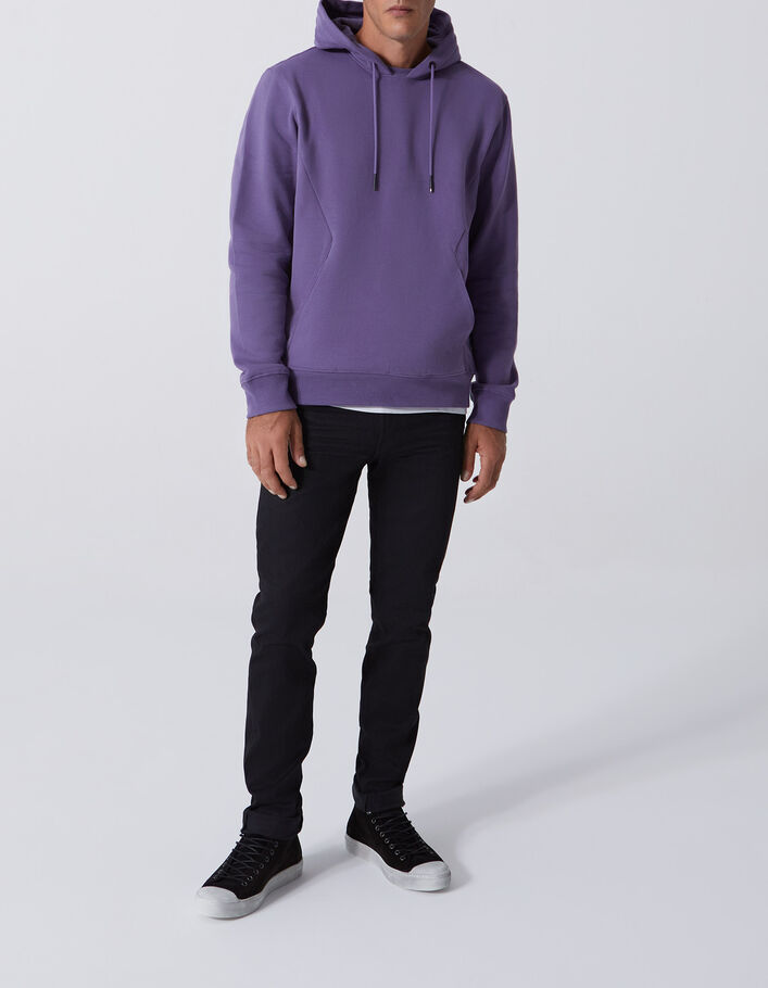 Sweat violet à capuche molleton Homme