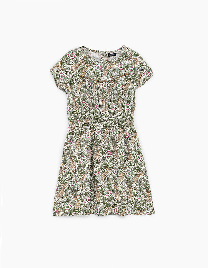 Girls’ ecru jungle print dress