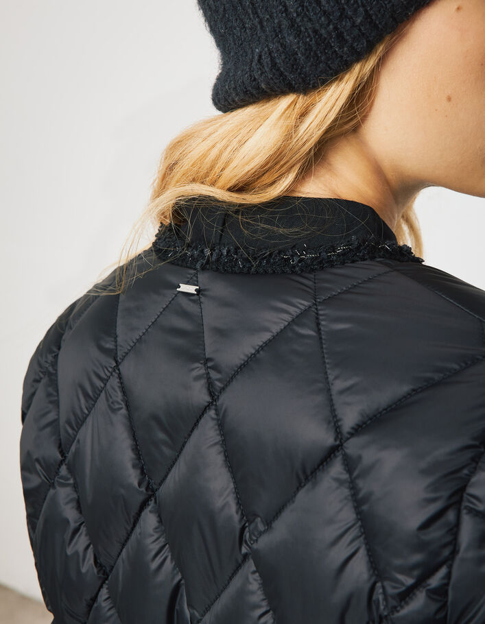 Women’s black quilted light padded jacket with braid