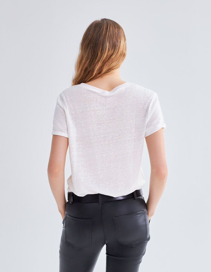 Women’s ecru linen knit slogan T-shirt