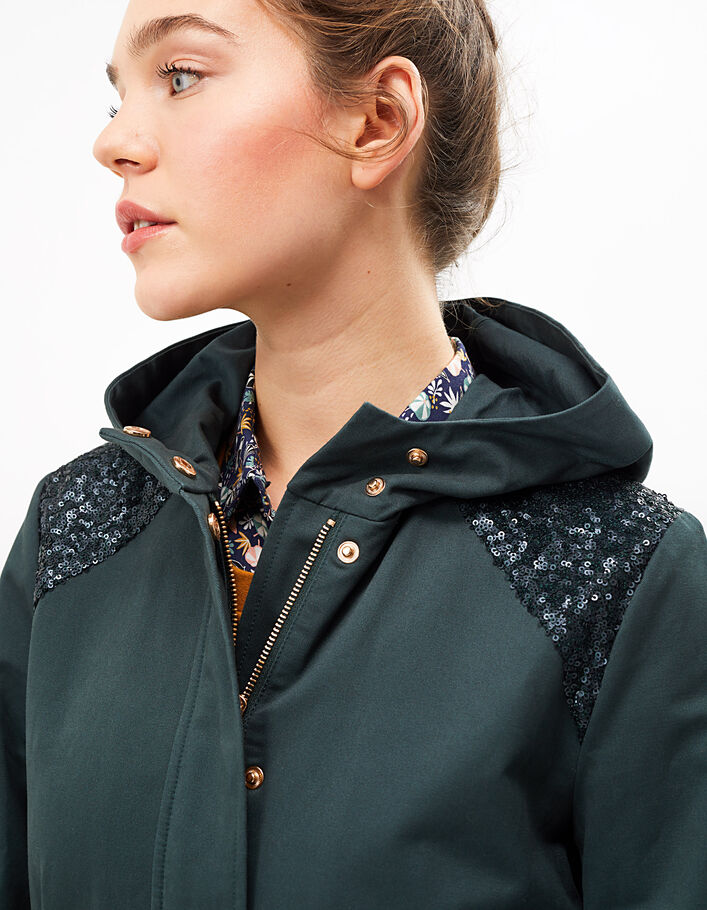 I.Code Pacific Green sequinned shoulder parka