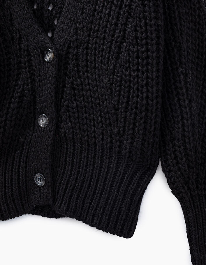 Cardigan noir maille mousseuse femme