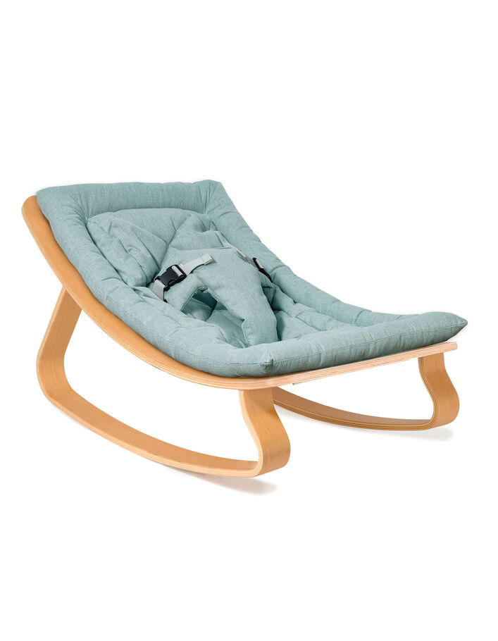 CHARLIE CRANE Levo baby beech rocker, aruba blue cushion