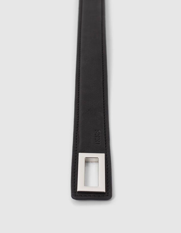 Women’s black leather belt with rotating buckle