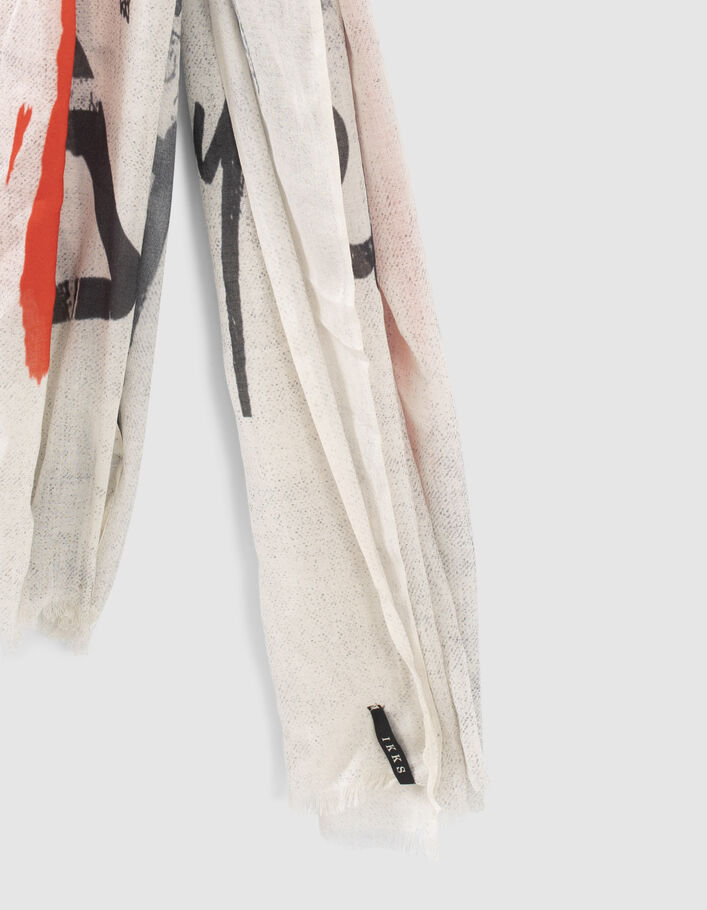 Fular crudo estampado negro mujer