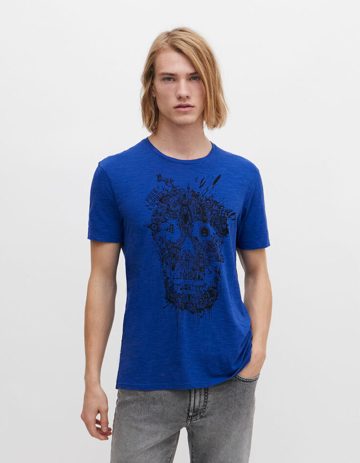 Men’s electric blue T-shirt with skull