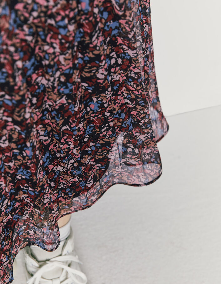 Lange wijde damesrok details volants bloemenprint