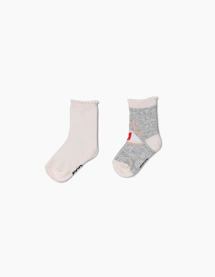 Calcetines rosa empolvado y gris bebé niña