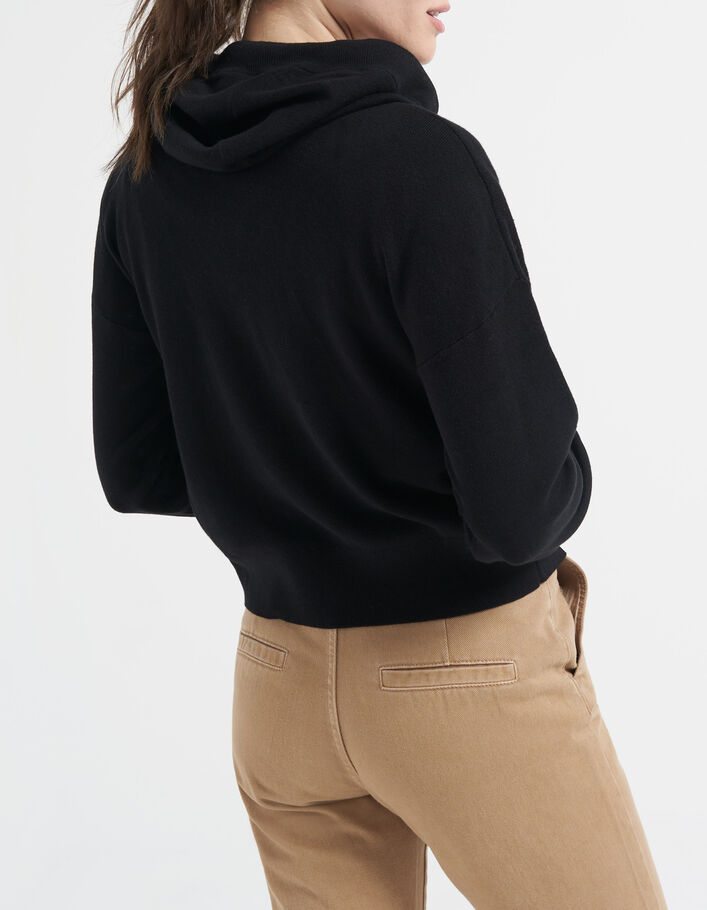 Pull noir tricot à capuche I.Code