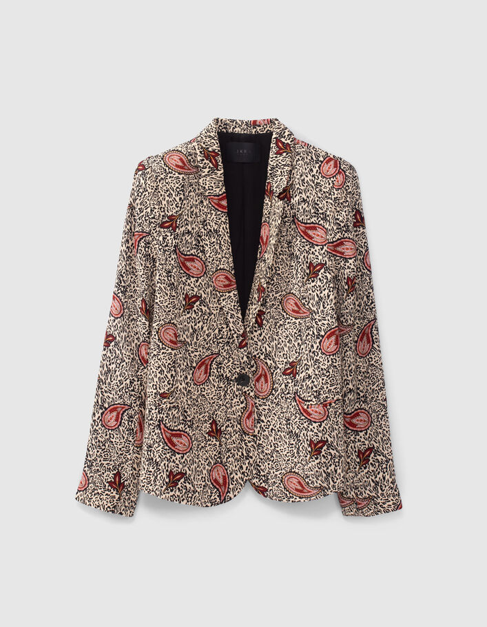 Women’s ecru recycled paisley leopard suit jacket
