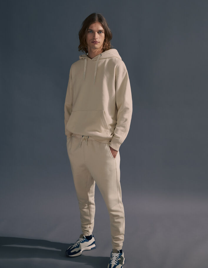Men’s ivory hoodie with kangaroo pocket