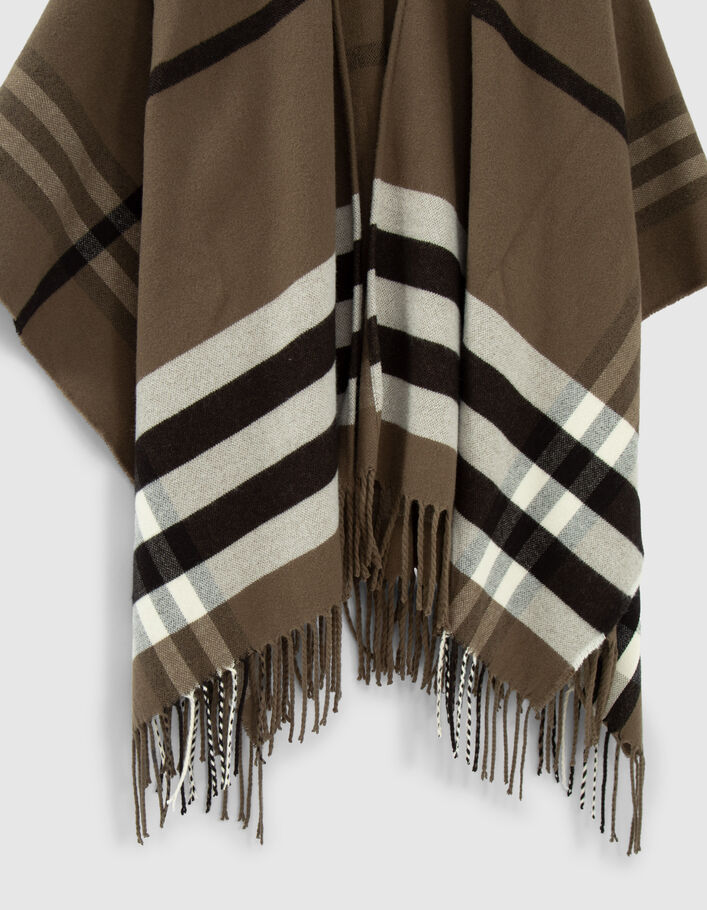 Women’s khaki checked poncho