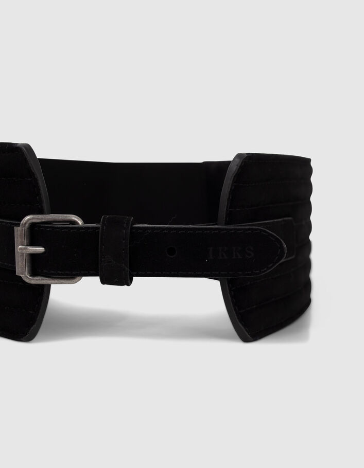 Cinturón ancho negro ante ideal para vestidos mujer