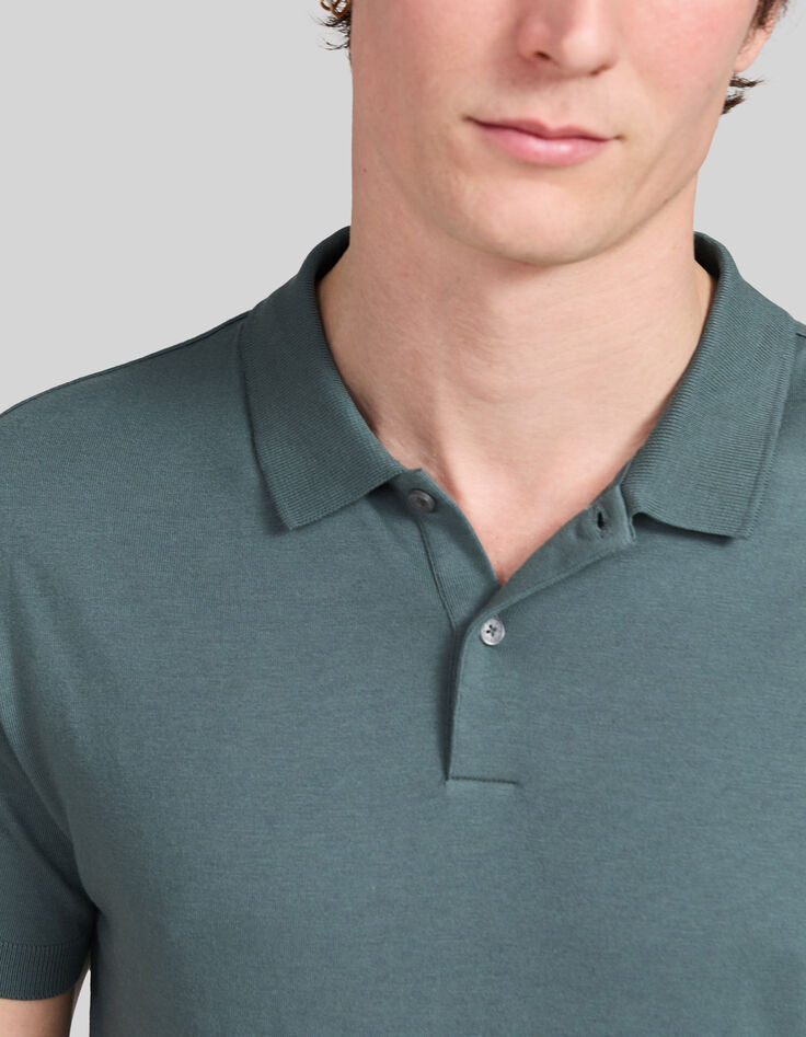 Men’s bluish green cotton modal blend polo shirt IKKS