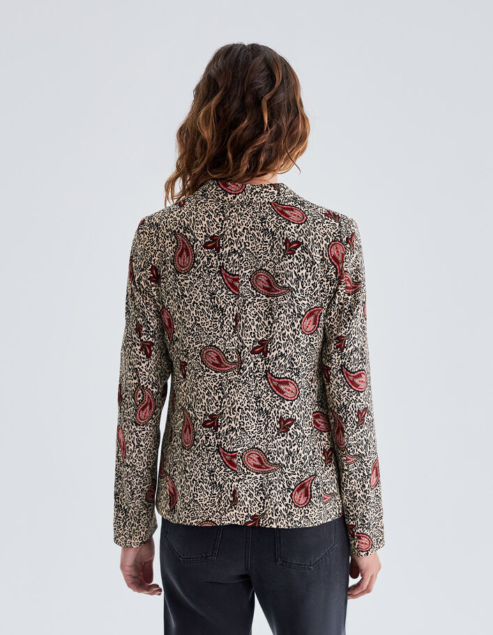 Women’s ecru recycled paisley leopard suit jacket