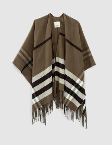 Women’s khaki checked poncho IKKS