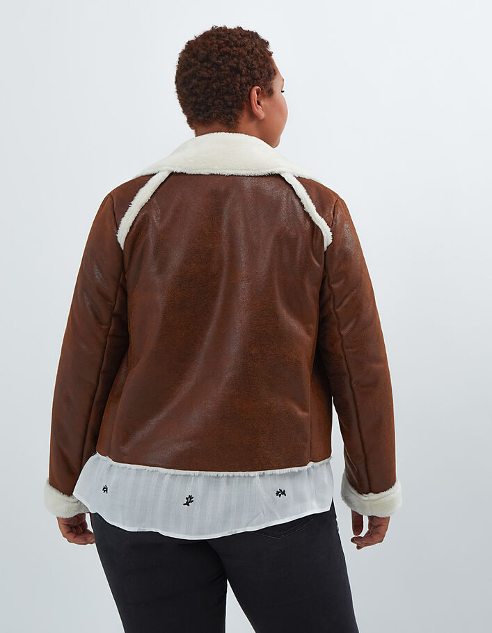 I.Code cognac shearling-style coat