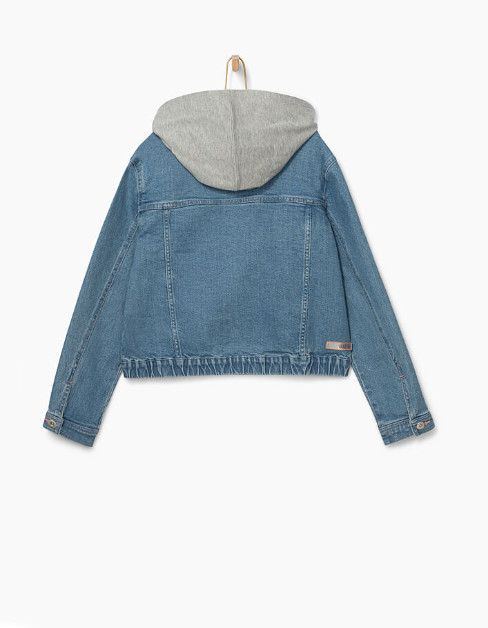 Girls' light blue hooded denim jacket